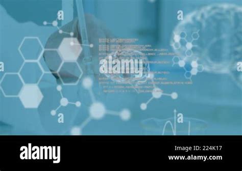 Animation Of Scientific Data Processing And Human Brains Over Caucasian