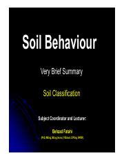 Summary Lecture 5 Soil Classification Pdf Soil Behaviour Very Brief Summary Soil