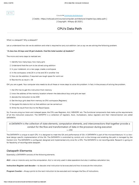 Cpus Data Path Computer Architecture Pdf