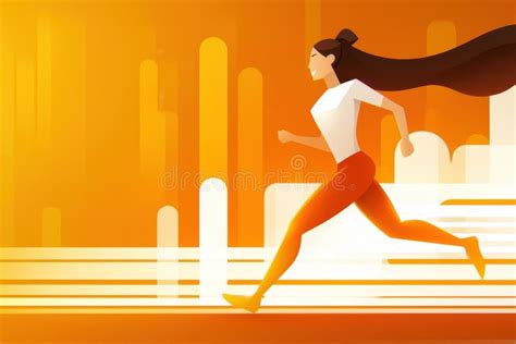 Woman Running In An Urban Environment With A Dynamic Colorful