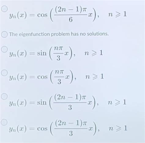 Solved Question 17 Points Find The Eigenfunctions Yn 2