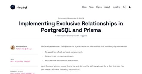 Implementing Exclusive Relationships In Postgresql And Prisma Nicos Blog