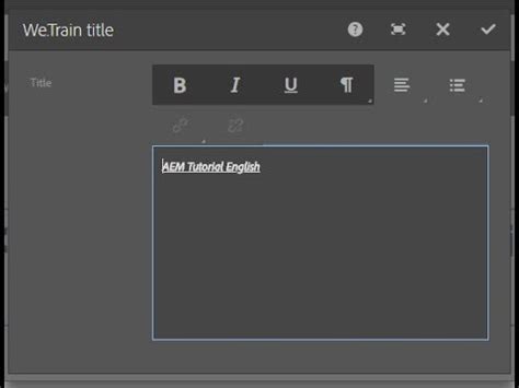 Rich Text Editor In Touch Ui Dialog In Aem Youtube