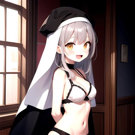 1girl D Black Headwear Black Nails Blonde Hair Blush Breasts Cleavage