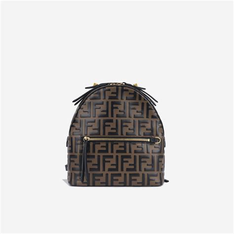 Fendi Mini Backpack Brown Leather Ff Ghw Bagista