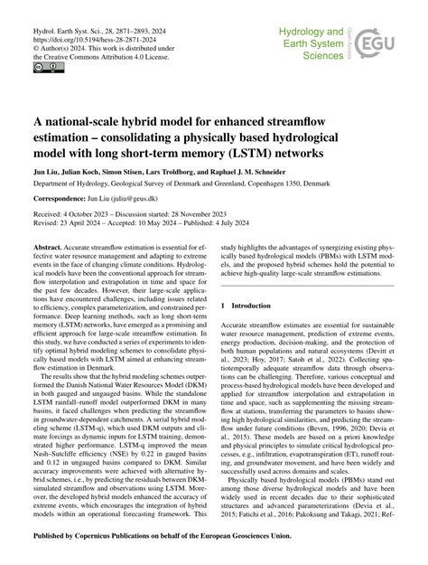 Pdf A National Scale Hybrid Model For Enhanced Streamflow Estimation