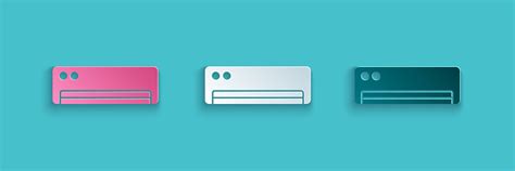 파란색 배경에 격리된 용지 컷 에어컨 아이콘입니다 분할 시스템 에어컨 시원하고 차가운 온도 조절 시스템 종이 아트 스타일 벡터 0명에 대한 스톡 벡터 아트 및 기타 이미지