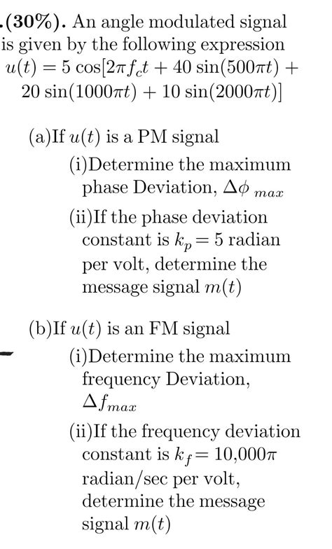 Solved An Angle Modulated Signal Is Given By The Chegg