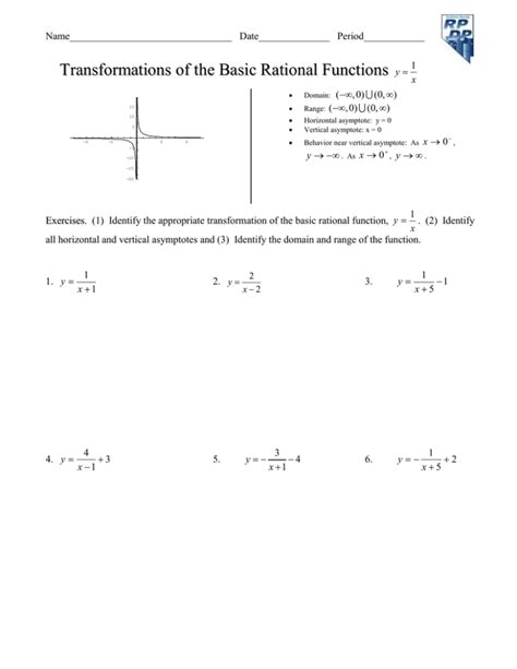 Rational Function Transformations Worksheet