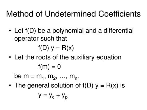Ppt The Method Of Undetermined Coefficients Muc Powerpoint Presentation Id 3405300