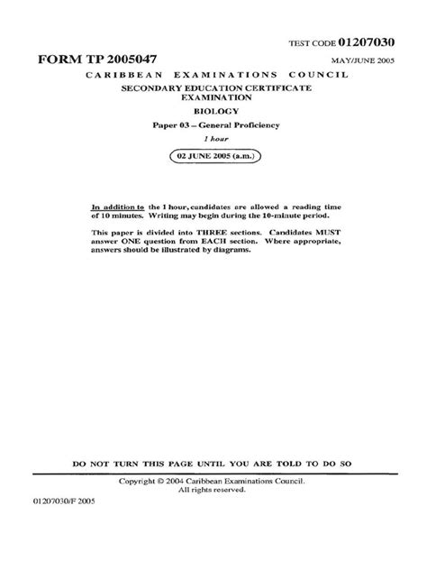 Csec Biology June 2005 P3 Pdf Butterfly Meiosis