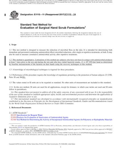 Astm E1115 24 Red Standard Test Method For Evaluation Of Surgical Hand Scrub Formulations