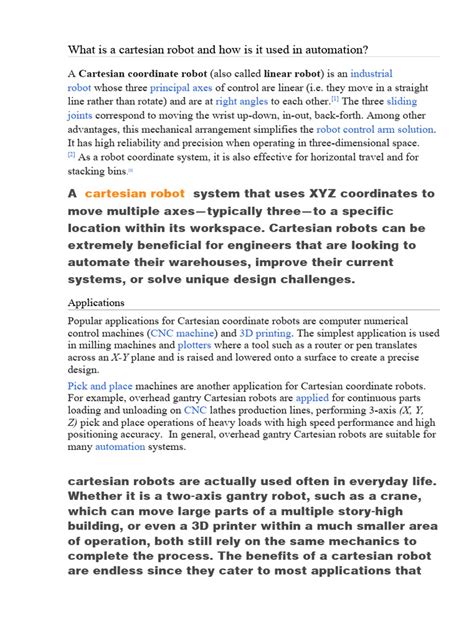 Cartesian Robots Pdf Teaching Methods And Materials