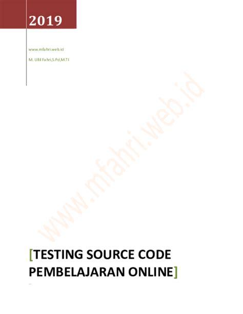 Pdf Testing Source Code Pembelajaran Online