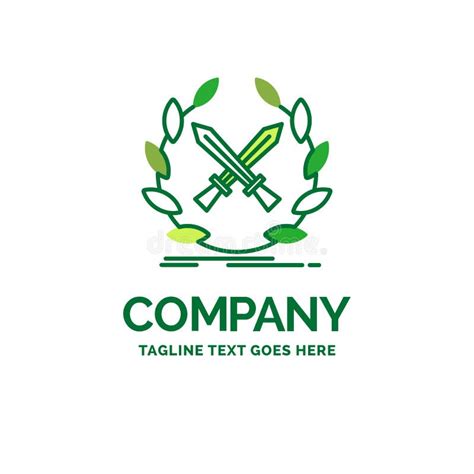 Battle Emblem Game Label Swords Flat Business Logo Template Stock