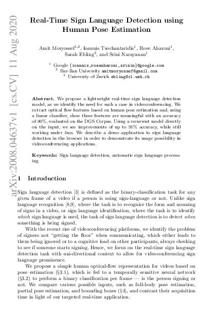 Pdf Real Time Sign Language Detection Using Human Pose Estimation