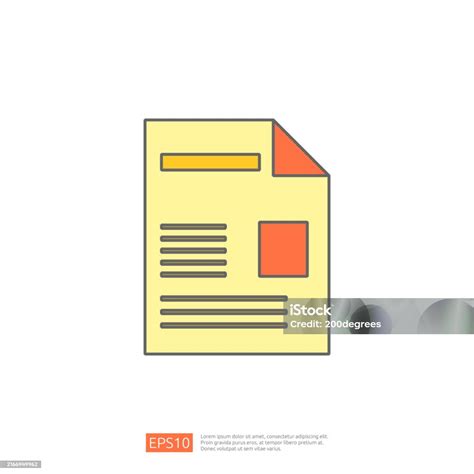 검은색 윤곽선이 있는 단순하고 평평하며 노란색 및 빨간색 문서 아이콘으로 흰색 배경에 격리되어 있습니다 웹 디자인 앱 디자인 및 기타 프로젝트에 사용하기에 적합합니다