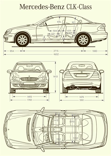 Artstation Mercedes Benz Clk Class 2008 Car Blueprint Artworks