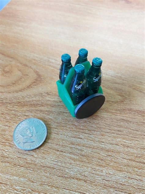 Vintage Sprite Miniature Bottle 4 Pack Softdrink Crate Magnet On