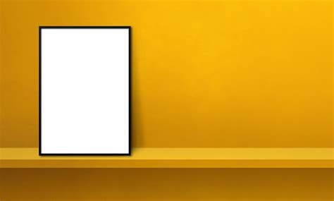 노란색 선반에 기대어 검은 색 사진 프레임 3d 일러스트레이션 수평 배너 0명에 대한 스톡 사진 및 기타 이미지 0명 공란 기대기 Istock