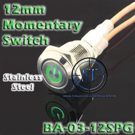 Jual Switch Push On Mm Power Hijau Momentary Klakson Stainless Steel Saklar Tombol Tekan