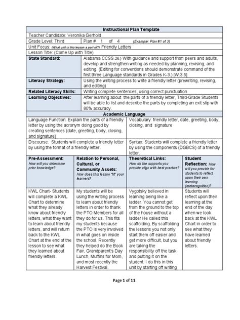 Edtpa Lesson Plans Pdf Educational Assessment Pedagogy