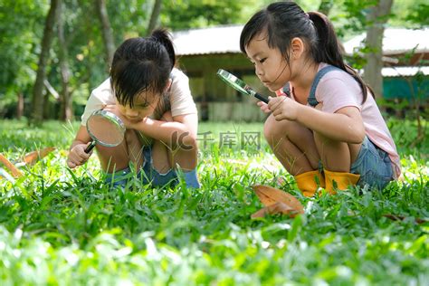 孩子们用户外放大镜学习和探索自然高清摄影大图 千库网 孩子们用户外放大镜学习和探索自然高清摄影大图 千库网