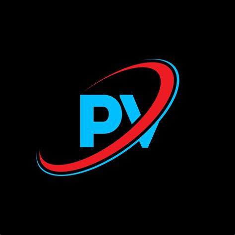 Pv P V Letter Logo Design Initial Letter Pv Linked Circle Uppercase