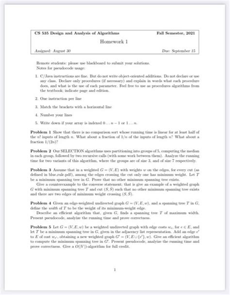 Cs 535 Design And Analysis Of Algorithms Fall