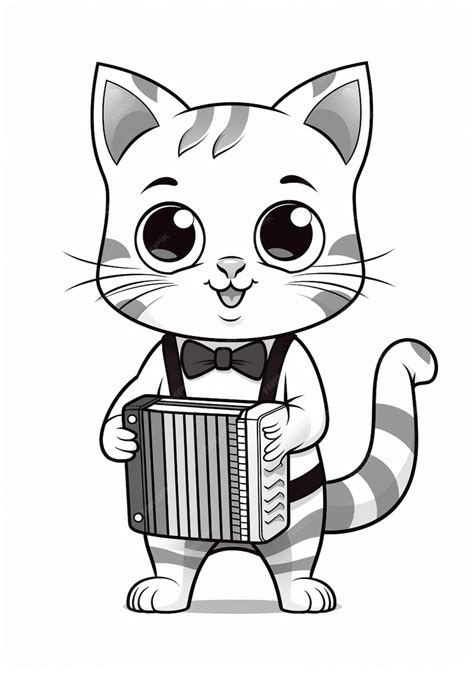 Cartoon Cat Playing An Accordion Generative Ai Premium Ai Generated Image
