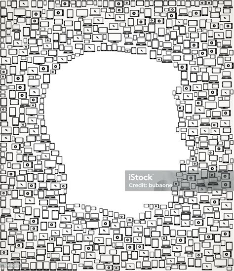 남자 헤드 디지탈 화면 및 스마트 폰 로열티 무료 벡터 아트 2015년에 대한 스톡 벡터 아트 및 기타 이미지 2015년 Hd 포맷 Hdtv Istock