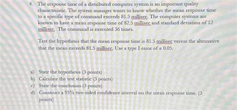 solved 4 the response time of a distributed computer system