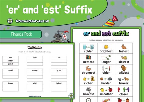 Phonics Phase 6 Er And Est Suffix Phonics Pack Grammarsaurus