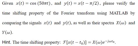 Solved Given x t cos πt and y t x tπ please Chegg com