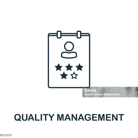 윤곽선 스타일의 품질 관리 벡터 아이콘 기호입니다 인적 자원 아이콘 컬렉션의 크리에이티브 사인 컴퓨터 및 모바일용 씬 라인 품질 관리 아이콘 개념에 대한 스톡 벡터 아트 및