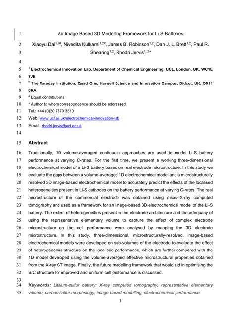 Pdf An Image Based 3d Modelling Framework For Li S Batteries