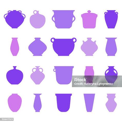 Koleksi Tembikar Modern Dengan Siluet Warnawarni Set Ilustrasi Vektor Ilustrasi Stok Unduh