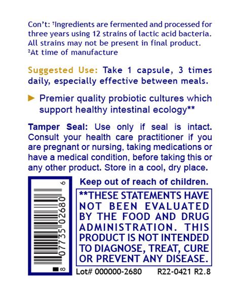 Probiotic Caps 30 Caps Specialty Formulas Golden Needle