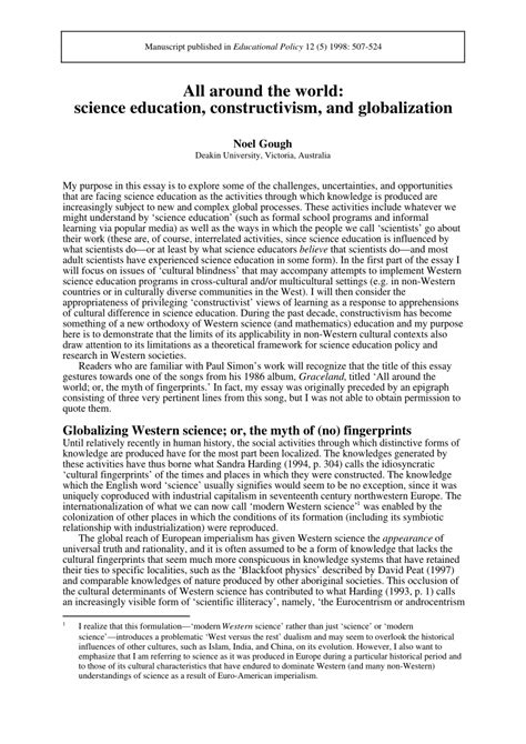 Pdf All Around The World Science Education Constructivism And Globalization
