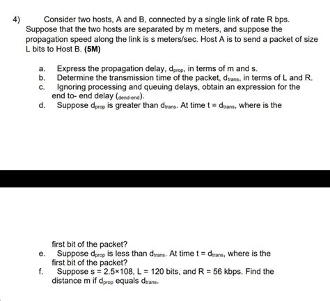 Solved 4 Consider Two Hosts A And B Connected By A Single