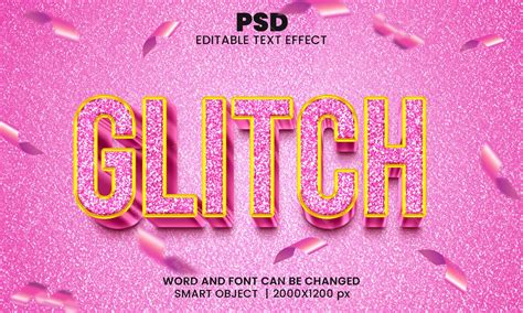 glitch 3d text effect free photoshop psd file