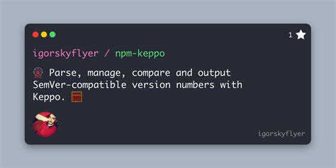 Github Igorskyflyer Npm Keppo 🎡 Parse Manage Compare And Output Semver Compatible Version