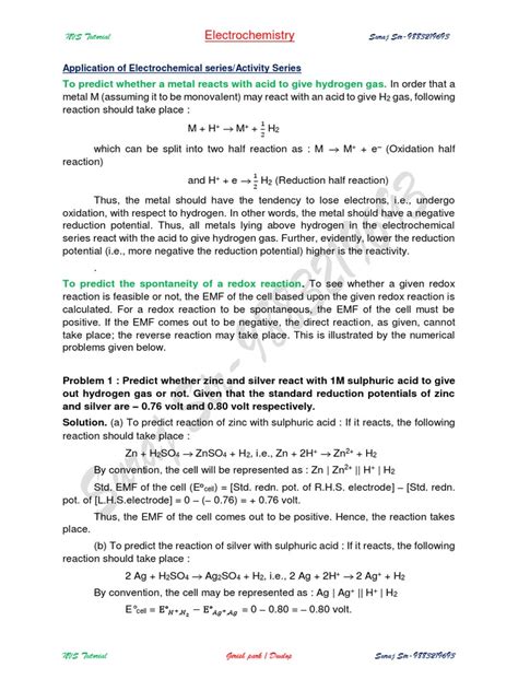 Nernst Equation Pdf Redox Electrochemistry