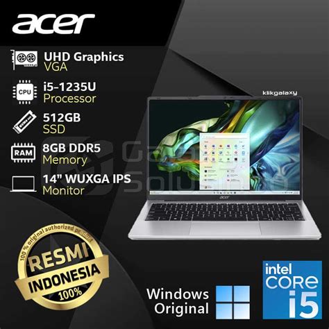 Jual Acer Aspire Lite Al M Ya Core I U Gb Ssd Gb Ram Silver Notbook Laptop