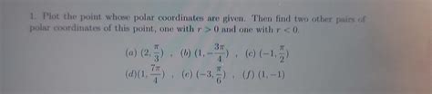 Solved 1 Plot The Point Whose Polar Coordinates Are Given