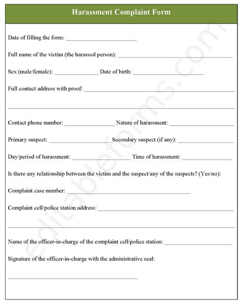 Harassment Complaint Form Editable Pdf Forms