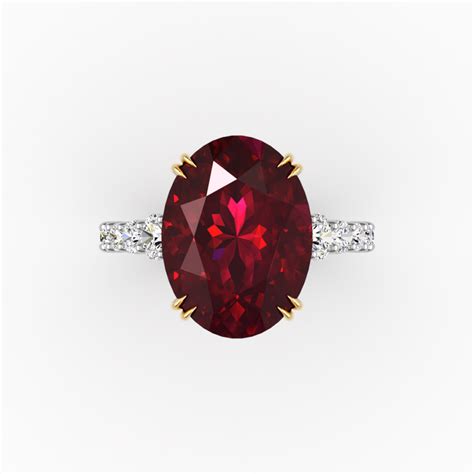 Oval Cut Ruby And Diamond Hidden Halo Ring Platandia