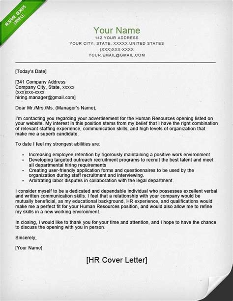 Human Resources Director Cover Letter Sample Master Of Template Document