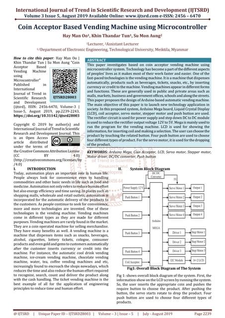 Coin Acceptor Based Vending Machine Using Microcontroller Pdf