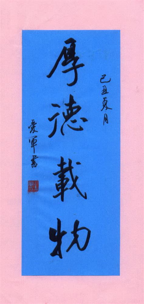 花爱军 硬笔行书 厚德载物 中国硬笔书法在线 硬笔书法作品